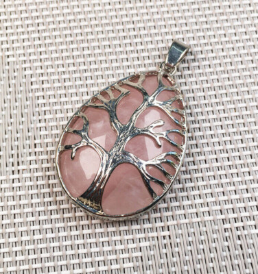 Handmade Rose Quartz Stone Crystal Tree Of Life Chakra Reiki Healing ...