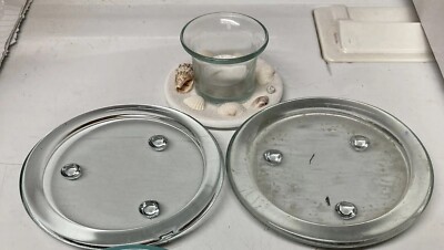 Lot of 2 Flat Glass Base Plate for Pillar Candles Size 5” And Tea light ...