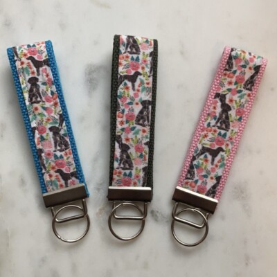 TURQUOISE German Shorthaired Pointer Dog GSP Floral Key Fob Wristlet ...