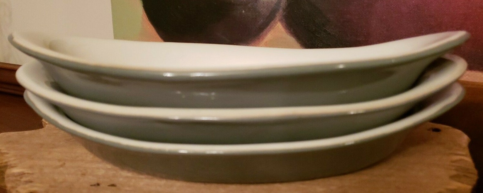 Hall Dish 522 Oval Baker or Au Gratin Soft Green Set of 3 | eBay