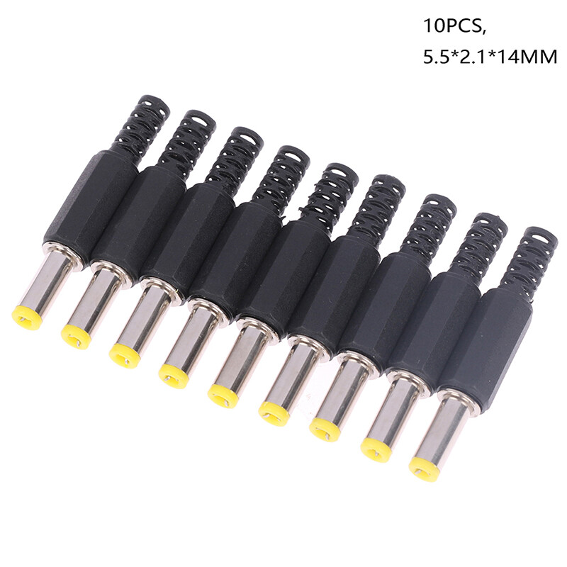 10PCS DC Power Male Plug 5.5*2.1*14MM Adapter Connector Plug Welded DC ...
