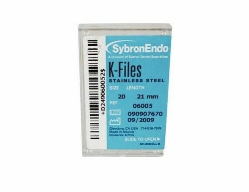 Kerr Sybron Endo Dental 21mm Stainless Steel K-files 6-file per box all ...