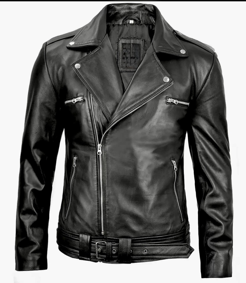 Negan The Walking Dead Black Leather Biker Jacket Men Halloween Costume ...