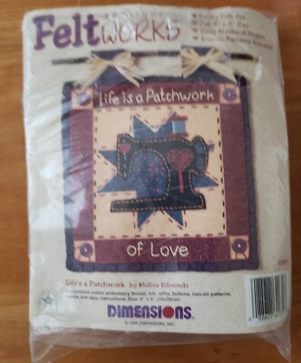 Dimensions Feltworks Applique Embroidery Kit Life Is A Patchwork Of Love 62031 | eBay