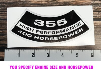 Chevy High Performance Air Cleaner sticker decal * ANY ENGINE SIZE & HP ...