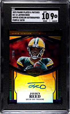 JAYDEN REED PANINI AUTO /35! SGC 10/9 !! Rookie Card Green Bay Packers ...