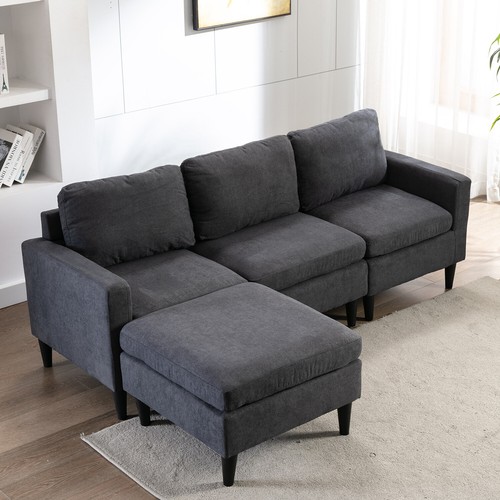 3 Seat Modern Sectional Sofa Couch Sofa Set w/ L-Shaped Chaise for ...
