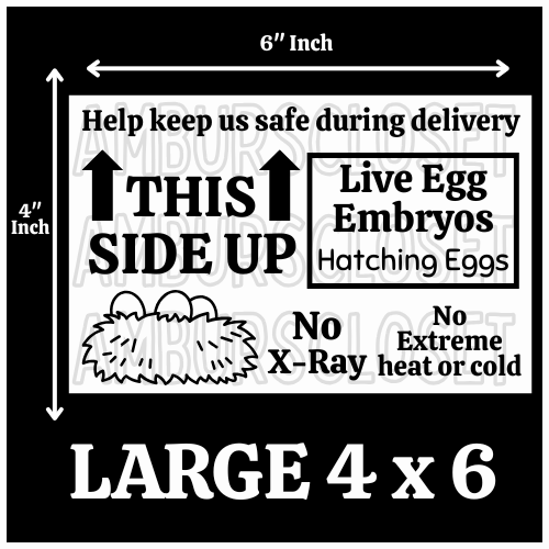 50 LIVE EGG EMBRYOS LABELS 4x6 STICKERS SCRATCH RESISTANT HATCHING EGGS ...