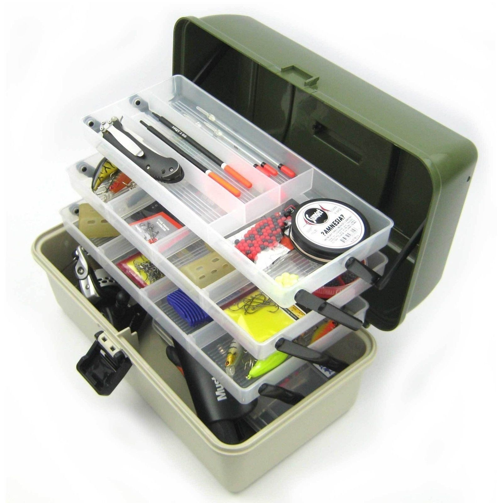 3 TIER CANTILEVER FISHING TACKLE BOX. LARGE 'TOUGH BOX' RODDARCH ...