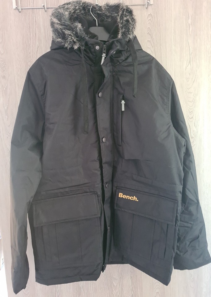 Mens Black BENCH Parka Jacket Size L ,With defects, | eBay UK