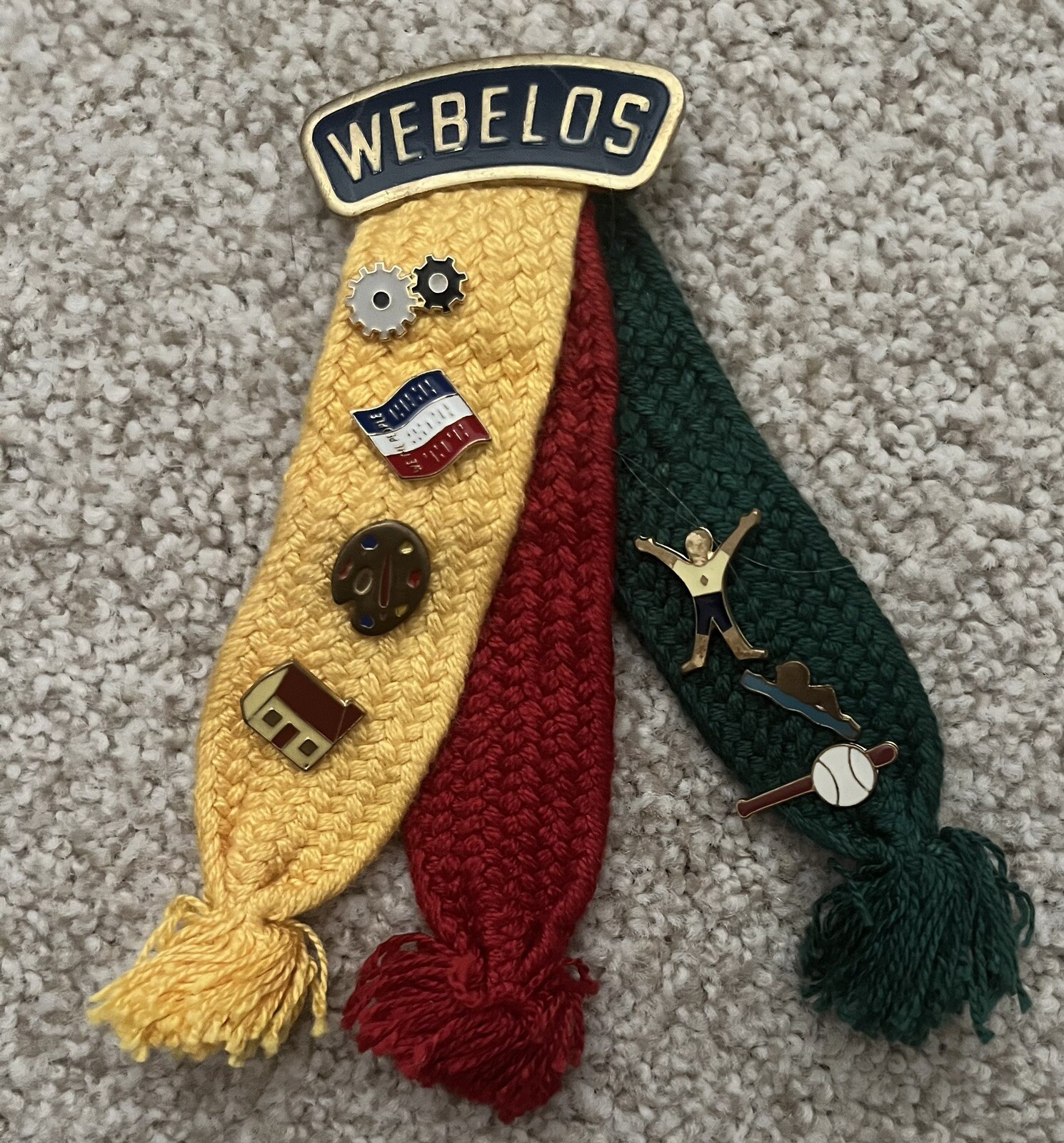 Vintage Webelos Cub Scouts Tri Color Ribbons with 7 Activity Pins 2PFR ...