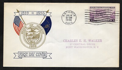 #783 3c Oregon Territory - Plimpton FDC Astoria Cancel 7/14/1936 | eBay