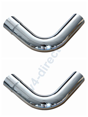 2pcs 5"ID/OD x 19.5" Arms Chrome Exhaust 90 Degree Elbow Stack Pipe ...