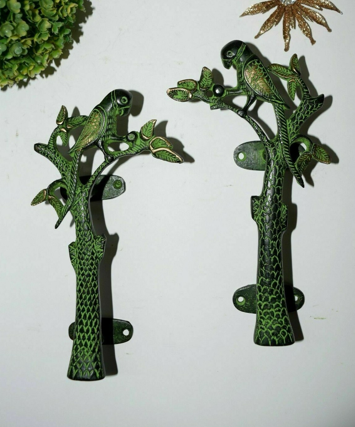7 Inches Brass Ditto Door Pull Echo Bird Sitting On A Tree Design Door ...