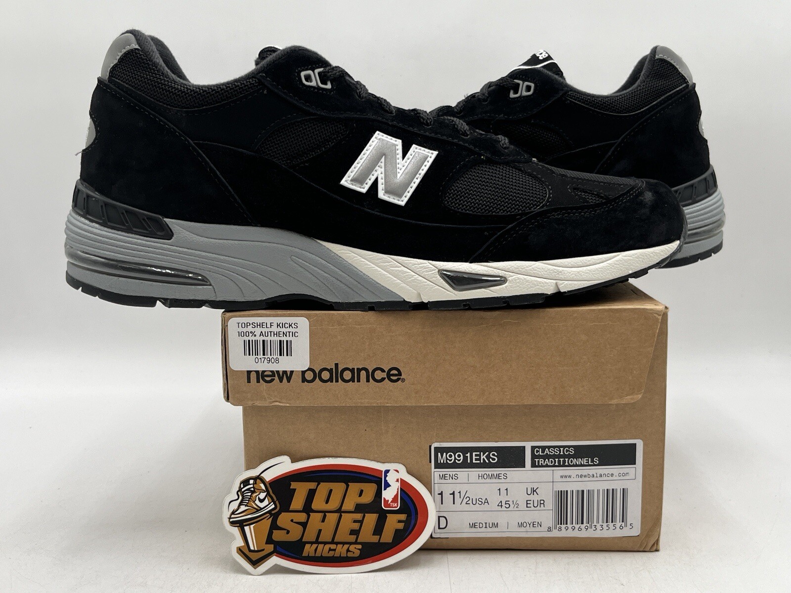 New Balance 991 MiUK Black Silver 2022 Size 11.5 Auth… - Gem