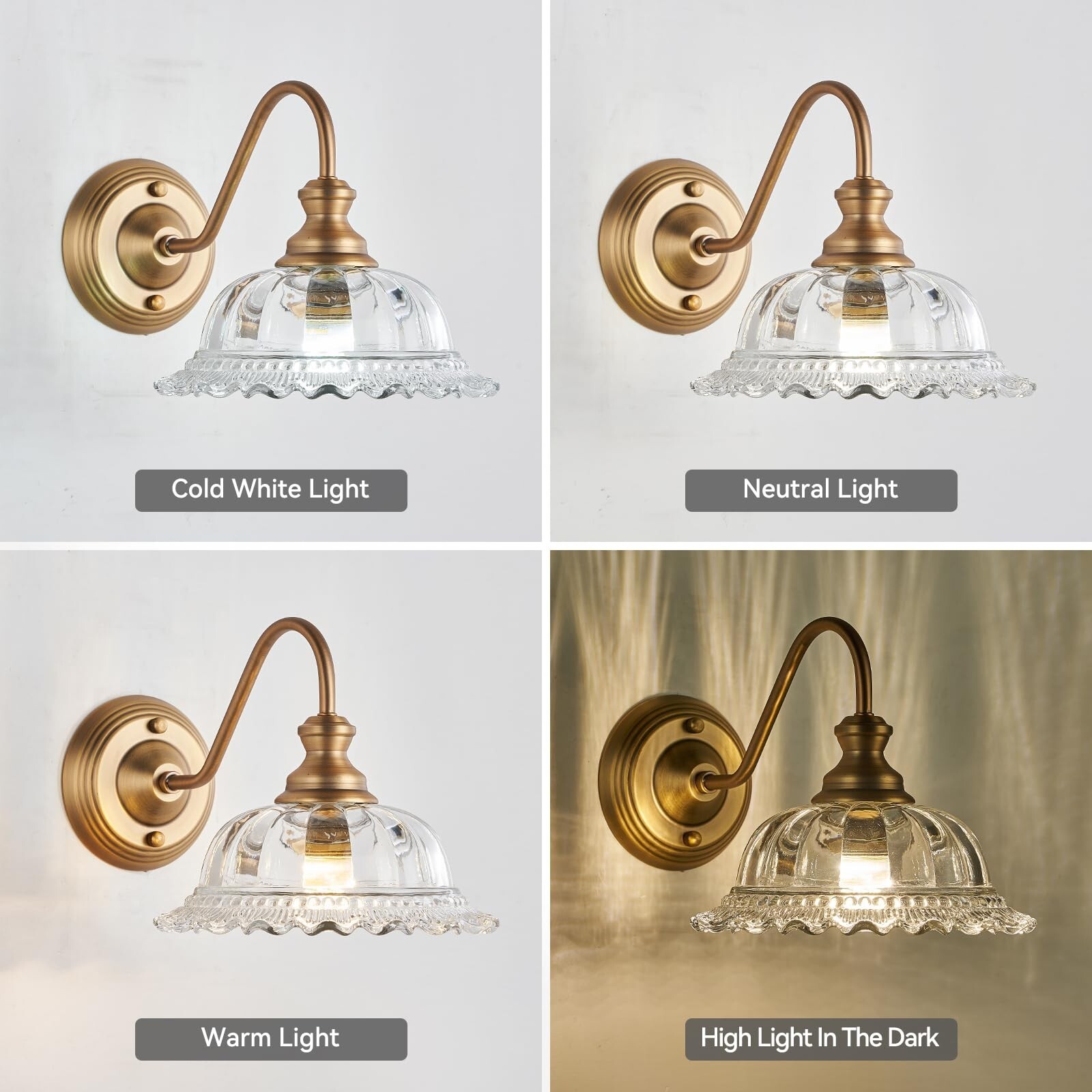 HDDFL Vintage Wall Scone Bedside Wall Lamp Matte Brass Wall Light ...