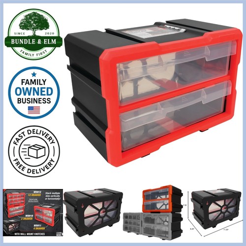 2-Drawer Storage Bin Polypropylene Stackable Wall Mountable Transparent ...