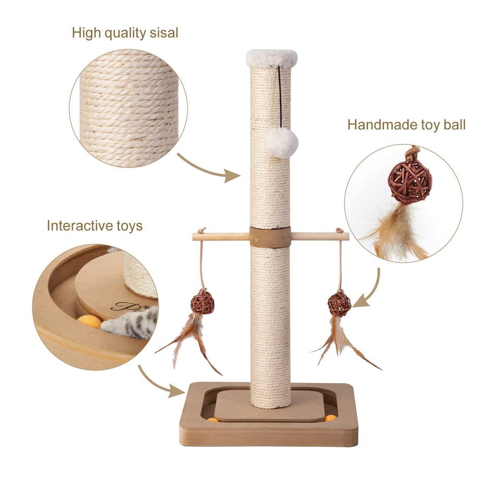 PEEKAB Cat Scratching Post Premium Sisal Scratch Posts with Tracking ...