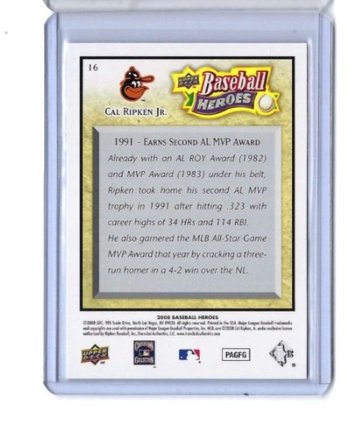 2008 Upper Deck Baseball Heroes #16 Cal Ripken Orioles HOF | eBay