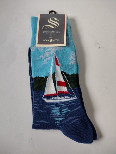 Socksmith Men's Graphic Cotton Crew Socks Sailboat One Size #753 | eBay