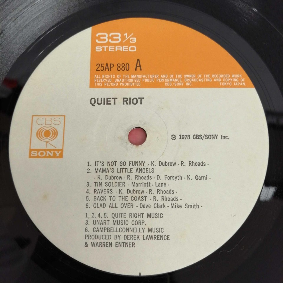Quiet Riot Quiet Riot Model 25AP 880 CBS Sony Corporation | eBay