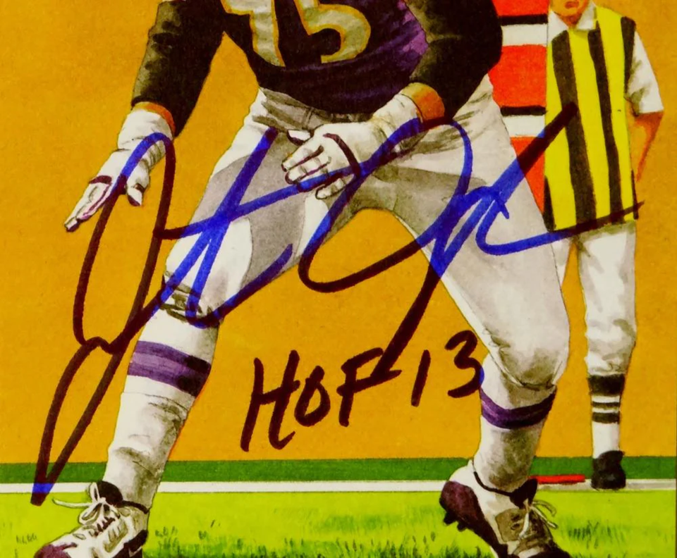 Jonathan Ogden HOF Autographed Baltimore Ravens Goal Line Art Card- JSA ...