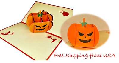 3D Pop Up Spooky Pumpkin Halloween Greeting Card Handmade with Envelope ...