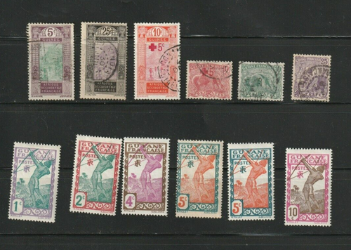 French Guinea/Guiana - 12 fine from 1904 - 1929 - includes Red Cross ...