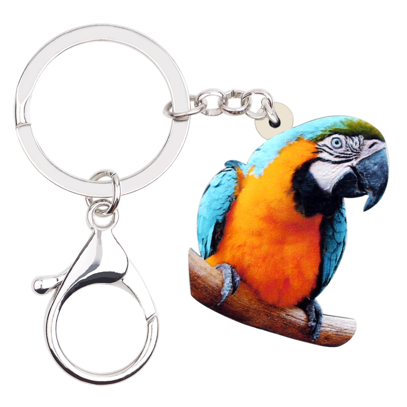 Acrylic Funny Macaws Parrot Bird Keychains Purse Key Ring Jewelry ...