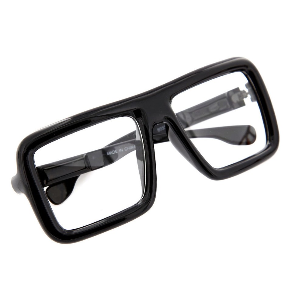 Large Thick Retro Nerd Bold Big Oversized Square Frame Clear Lens ...