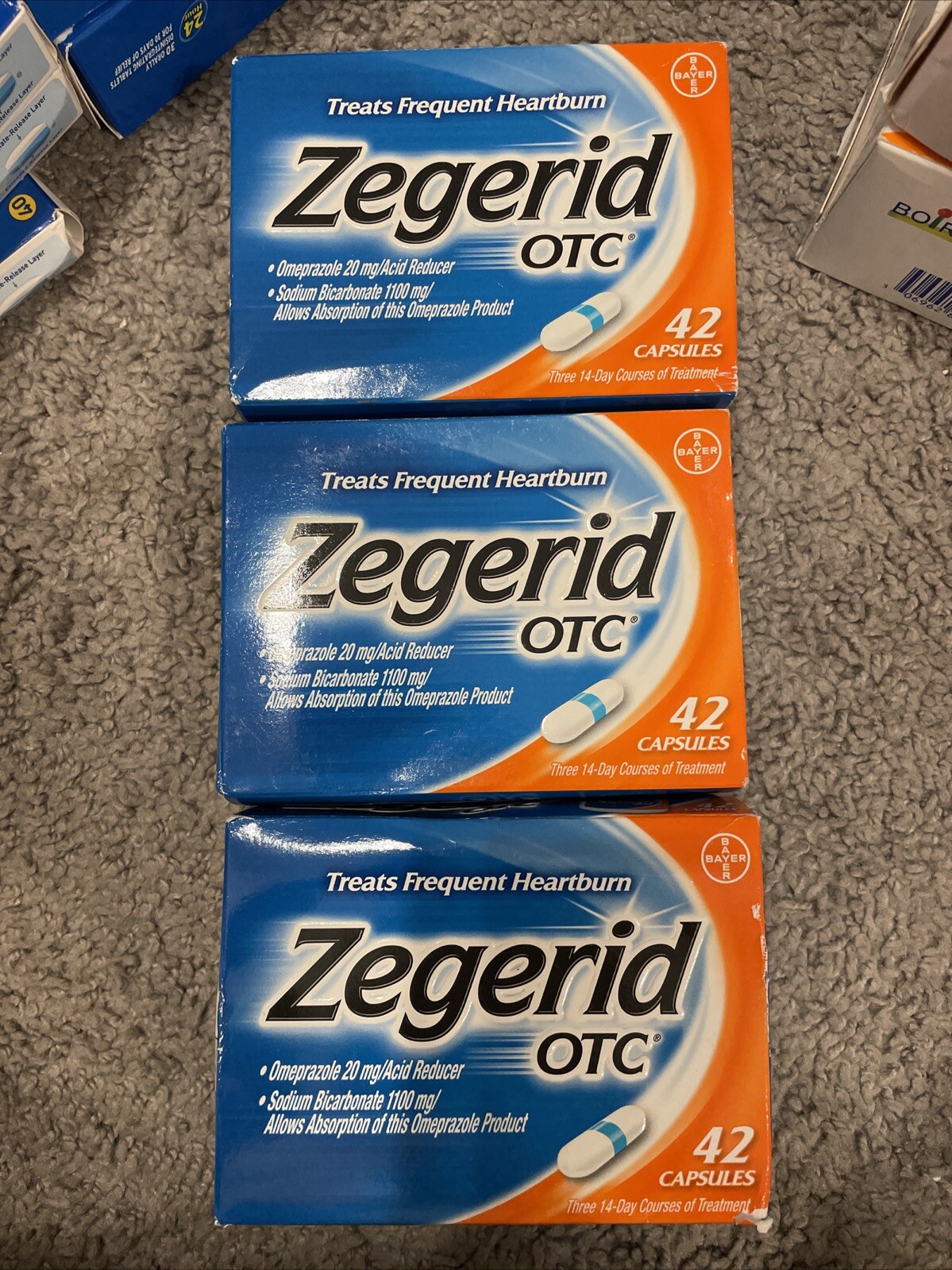 A 3 Boxes Zegerid OTC Heartburn Acid Reducing Relief 20mg 42 Capsules ...