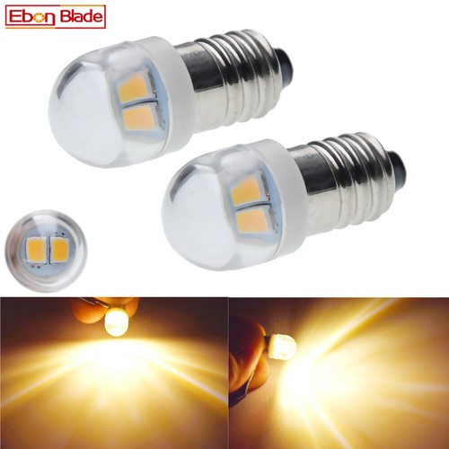 2 x Warm White 3V 3 Volt E10 Screw LED Bulb Lamp Torch Flashlight Light ...