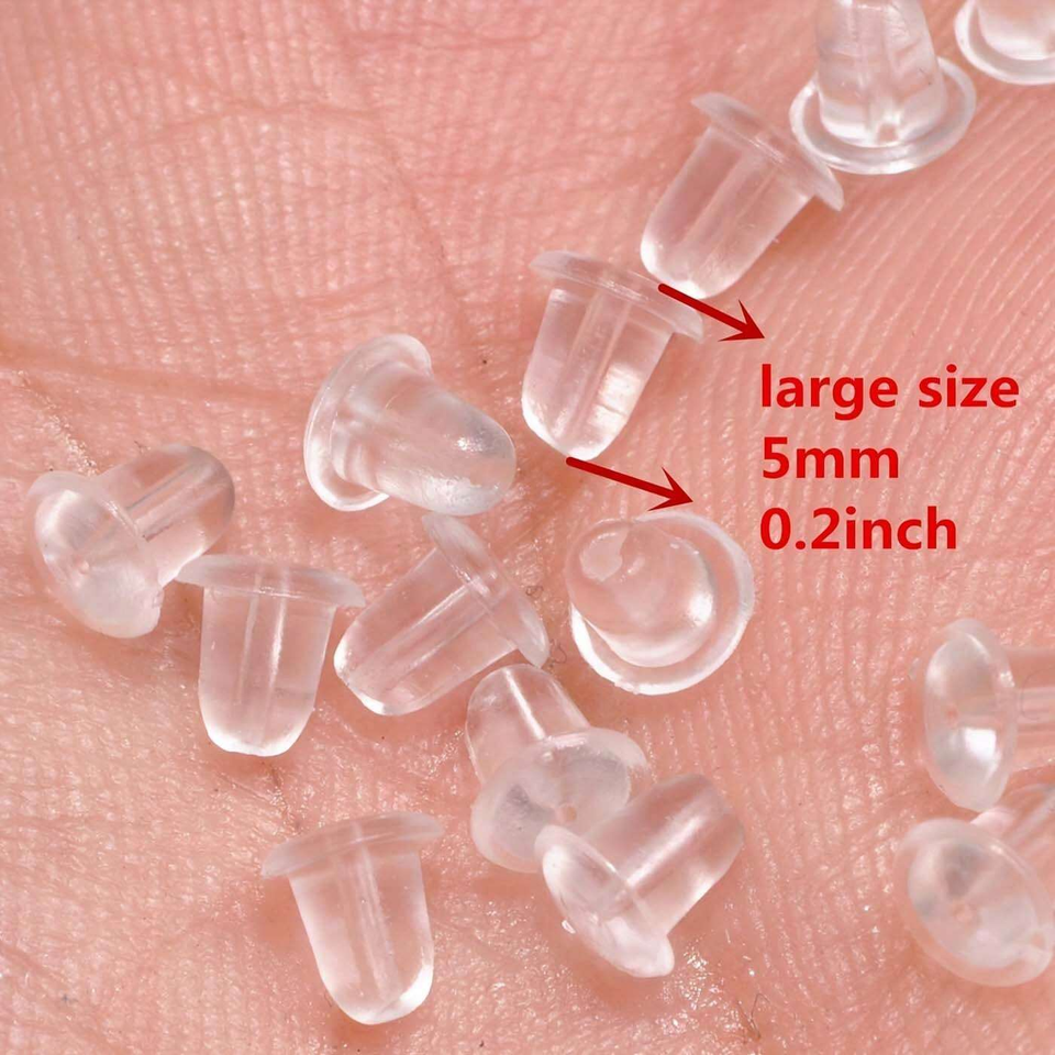 200p Women's Earring Back Stud 5mm Clear Earring Stopper Safety Rubber ...