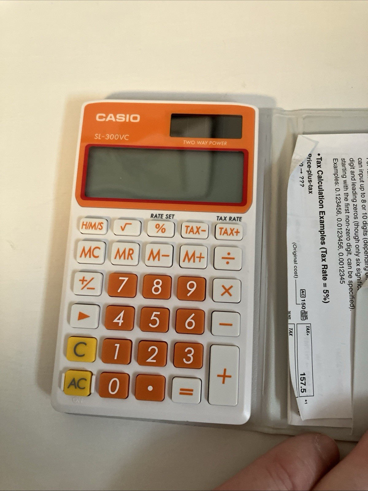 Casio Calculator SL-300VC VTG TWO WAY POWER Bright Orange & White | eBay