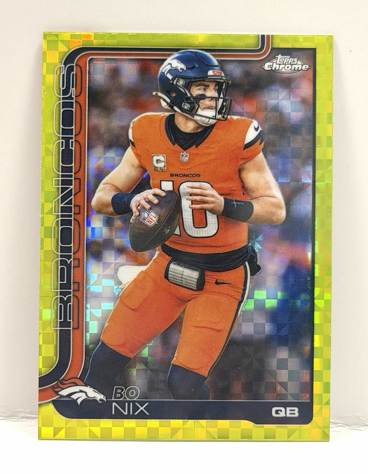 Topps Chrome 2024 Bo Nix #88 Denver Broncos Lime Green X-Fractor | eBay
