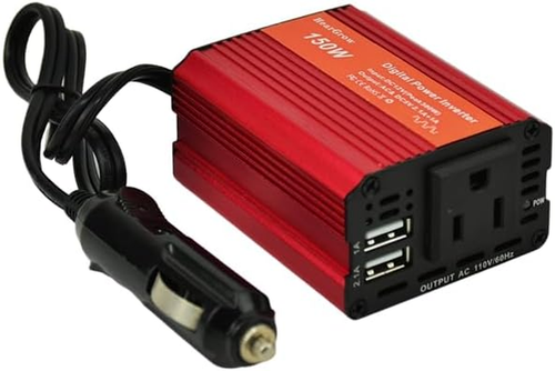 150W Red Power Inverter Car Adapter, Car Inverter Power Outlet DC 12V ...