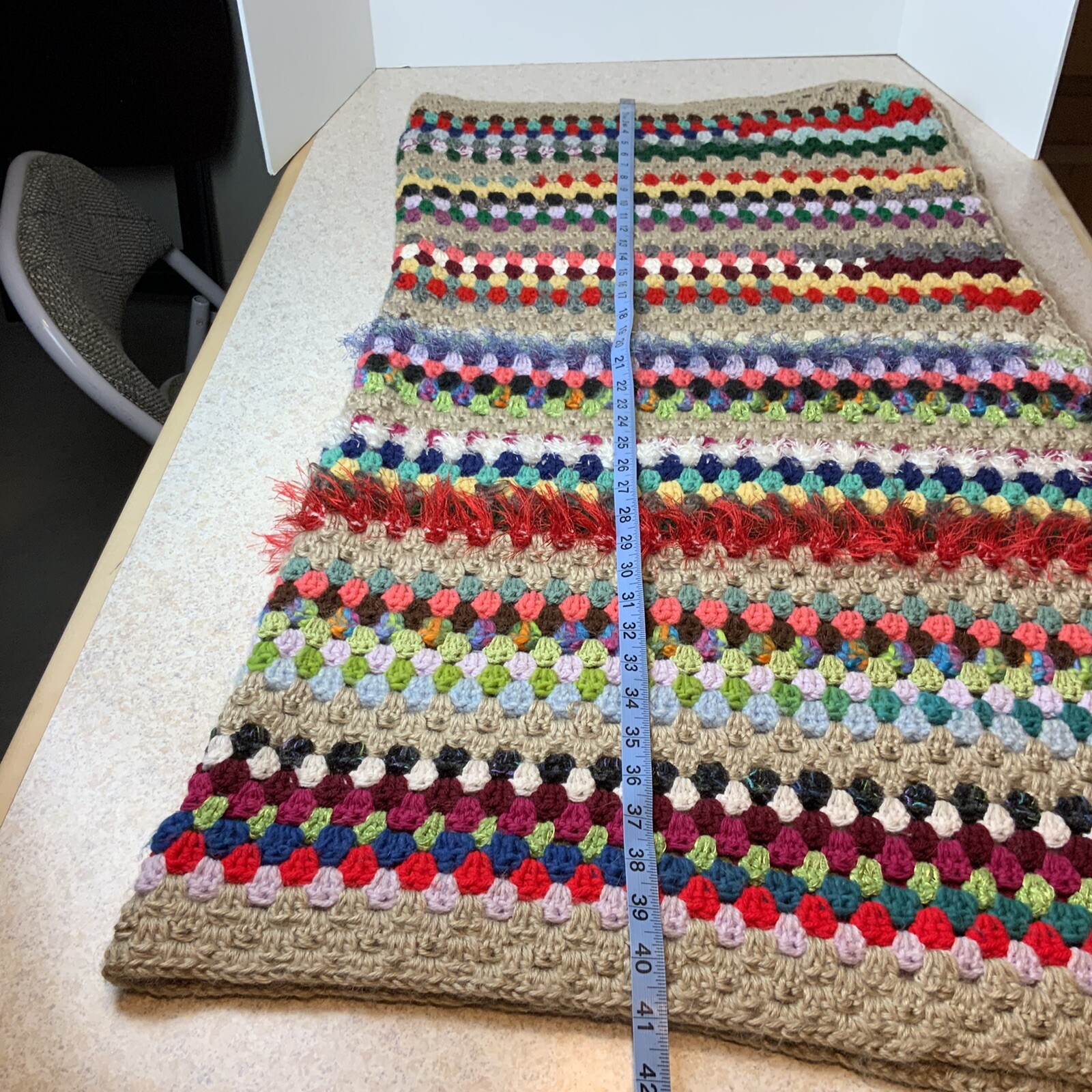 Handmade Crochet Lap Throw Retro Multi Color Afghan Blanket Approx 42 X ...