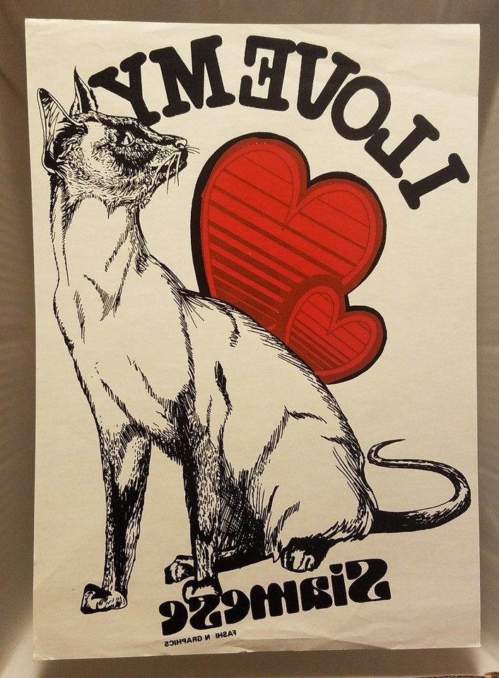 Vintage Iron On T-Shirt Transfer: I LOVE MY SIAMESE CAT | eBay