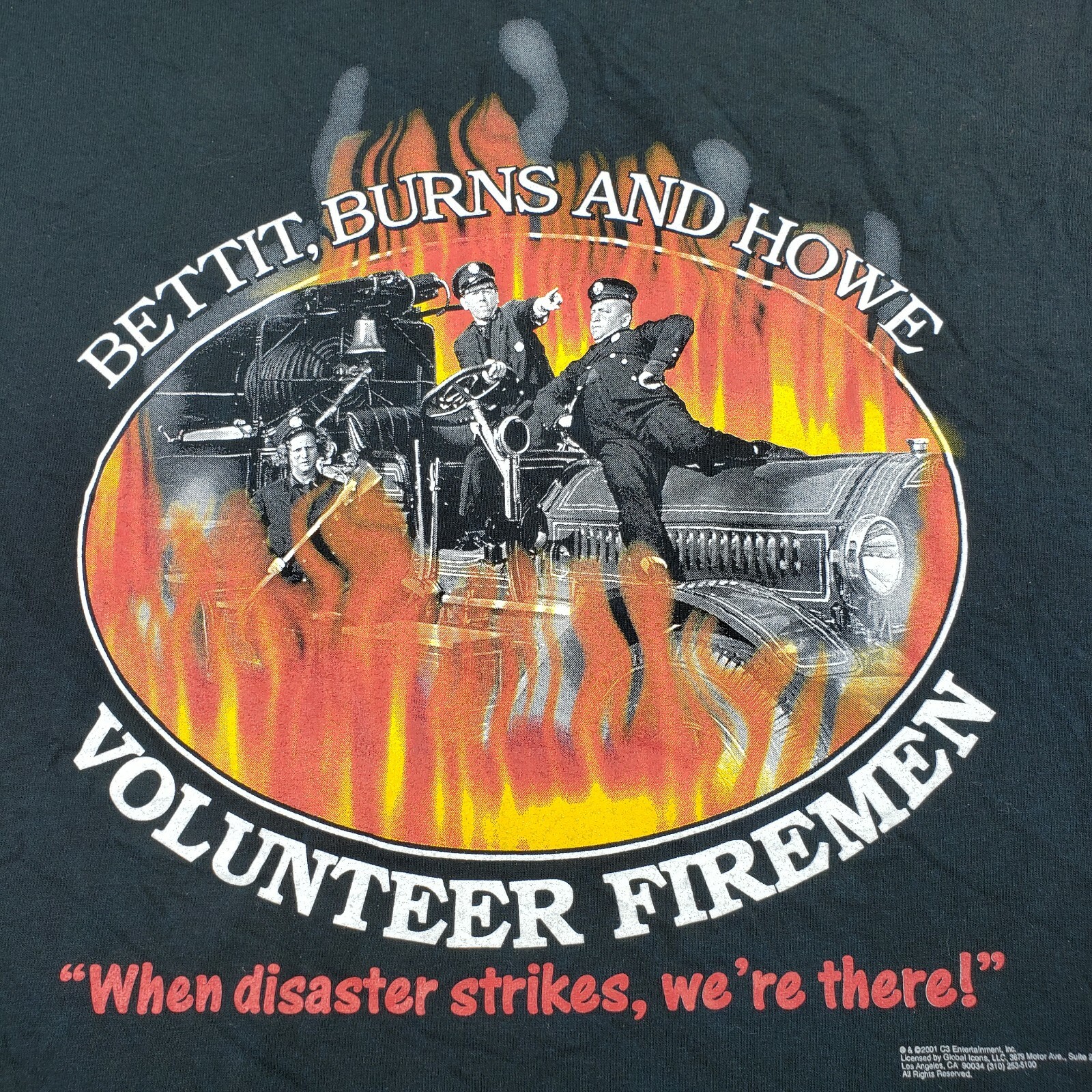 2001 The Three Stooges Bettit Burns & Howe Firemen Larry Mo Curly Shirt ...