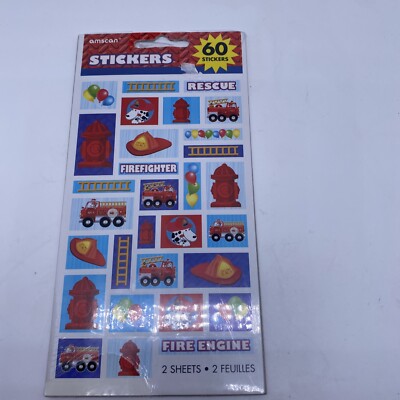 Amscan Fire Engine Fun Stickers - 2 sheets NOS | eBay