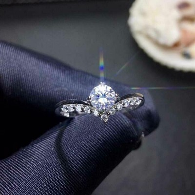 935 Silver With Simulated 2CT Brilliant Round Cut Sapphire Women's ...