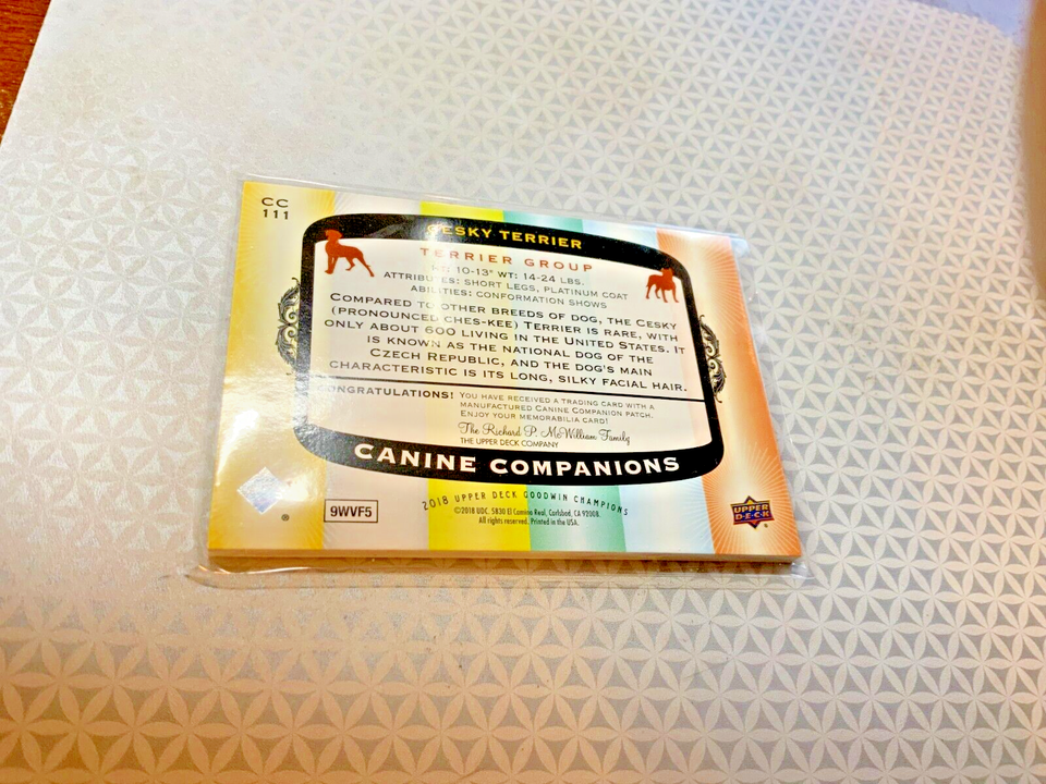 2018 CESKY TERRIER DOG GOODWIN CHAMPIONS CANINE COMPANIONS PATCH #CC111 ...