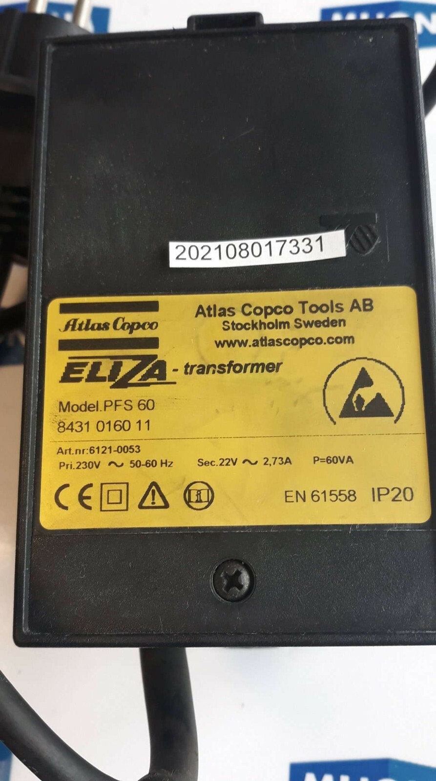 Atlas Copco PFS 60 ELIZA TRANSFORMER PFS60 8431 0160 11 230V 50-60HZ ...