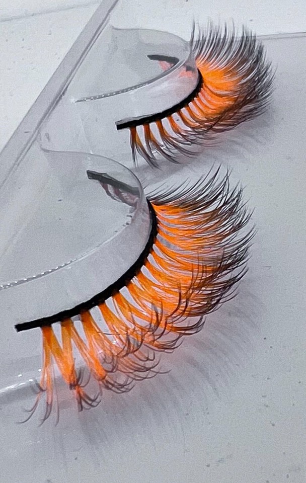Reusable Strip Halloween Eyelashes Fun Colored Fake Lashes - Orange w ...
