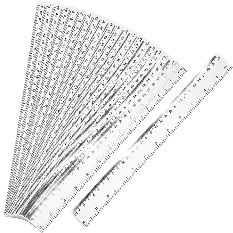 20 Pack Clear Plastic 12 Inch Straight Flexible Ruler with Inches and ...