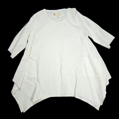 Farmhouse Frocks Cotton Linen Blend Off-White Ivory Tunic Women Size ...