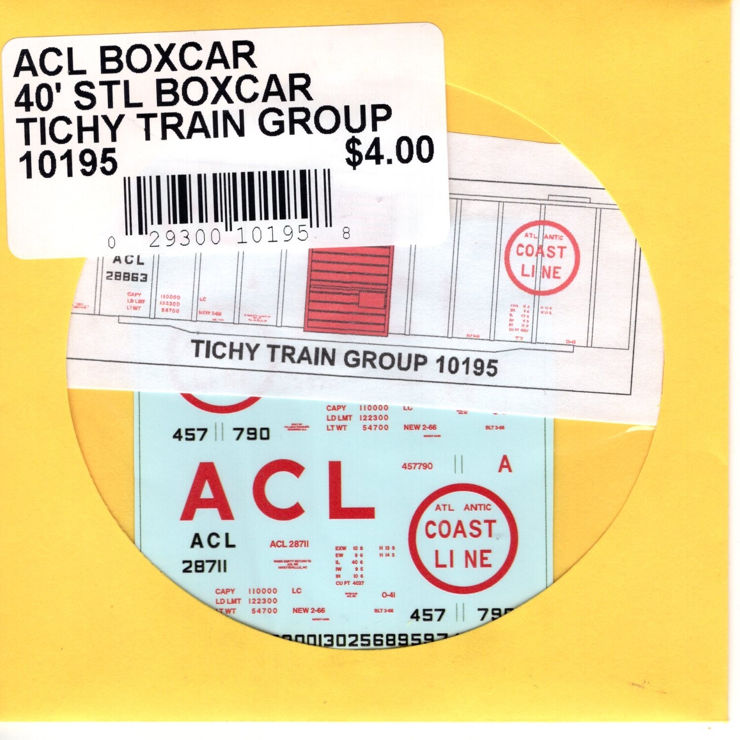 HO Scale Tichy Train 10195 ACL 40' Steel Boxcar Decal Set | eBay
