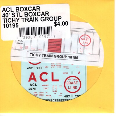 HO Scale Tichy Train 10195 ACL 40' Steel Boxcar Decal Set | eBay