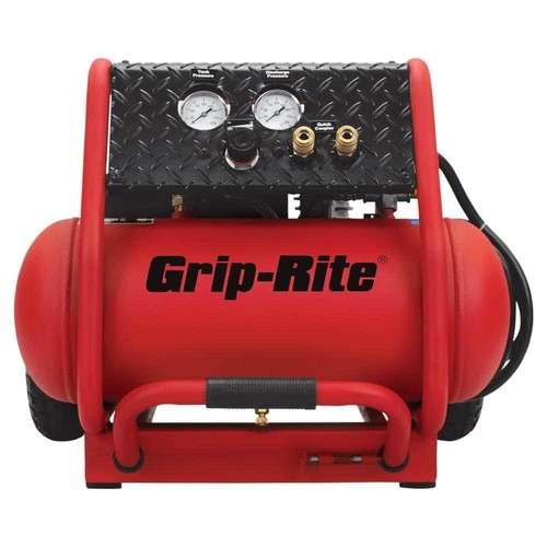 Grip-Rite Portable Air Compressor 4-Gal+150 Psi+ Handle+Tank Pressure ...