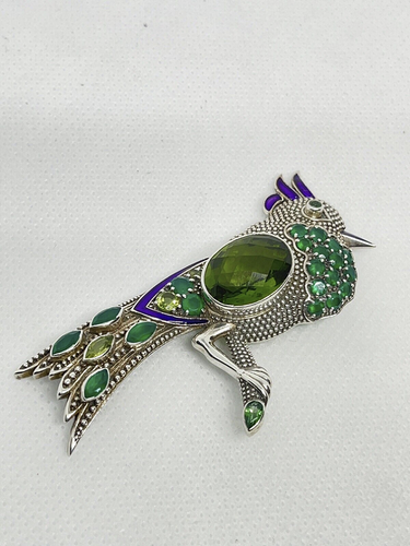 NICKY BUTLER 925 STERLING SILVER OLIVENE, PERIDOT BIRD BROOCH STUNNING ...